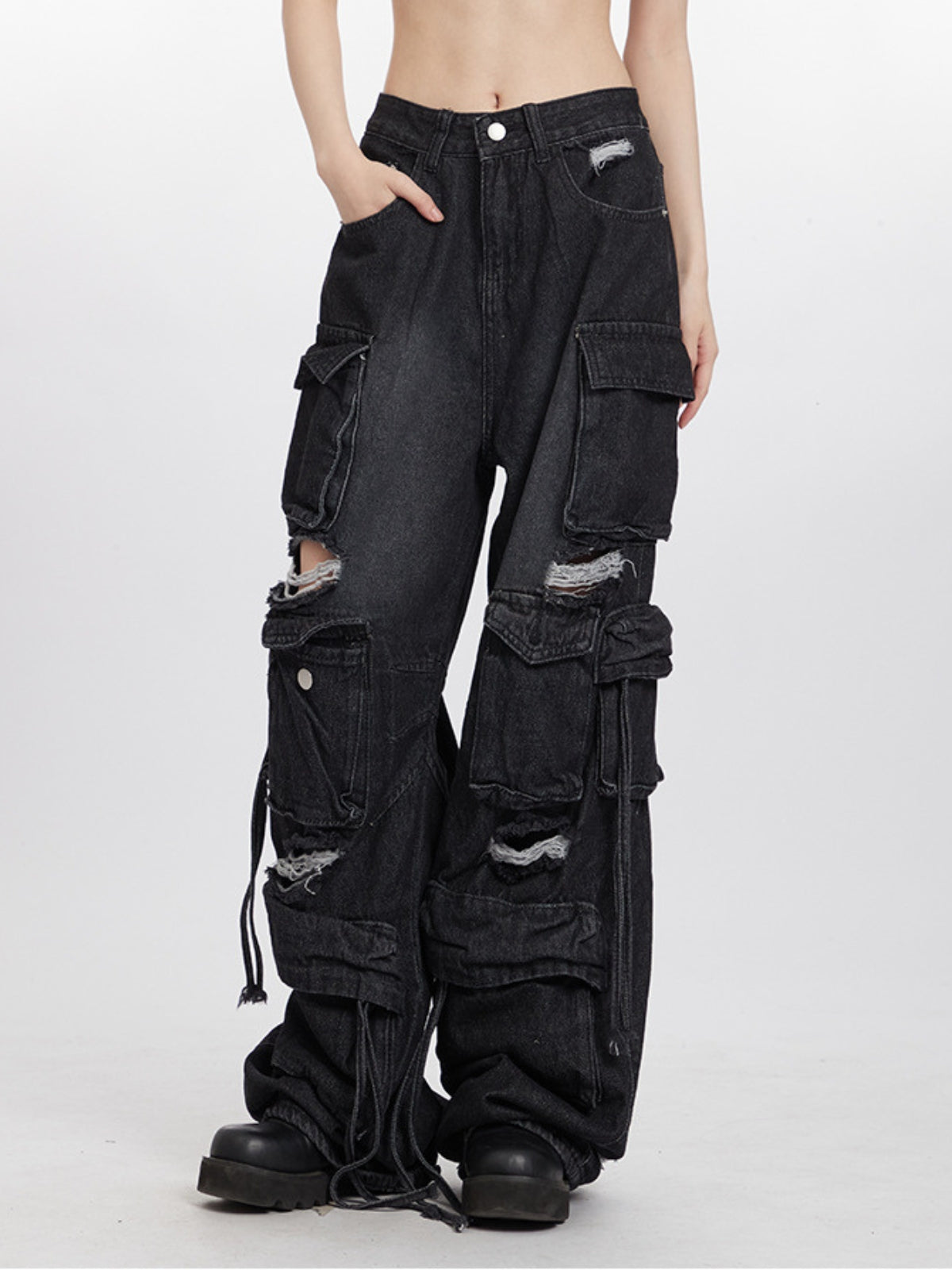 CARGOED - Baggy Basic Cargo Jeans